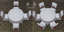 Big Round Festive Dining Tables for The Sims 4 (6-8 seats) | DaraSims.net