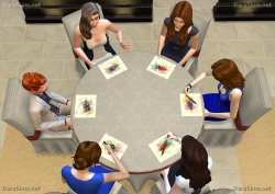 Big Round Festive Dining Tables for The Sims 4 (6-8 seats) | DaraSims.net