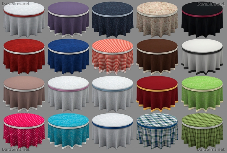 Big Round Festive Dining Tables for The Sims 4 (6-8 seats) | DaraSims.net
